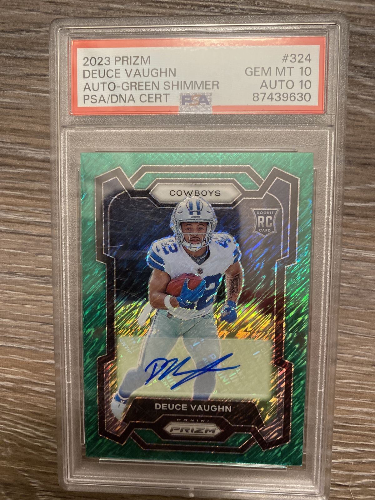 🔥2023 PRIZM RC GREEN SHIMMER AUTO DEUCE VAUGHN 4/5 PSA 10 AUTO 10 POP 1 ...