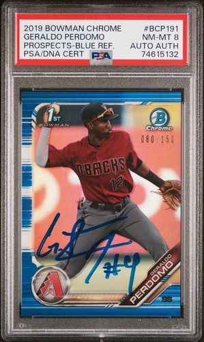 GERALDO PERDOMO 2019 1ST BOWMAN CHROME BLUE REF /150 Signed Autographed ...