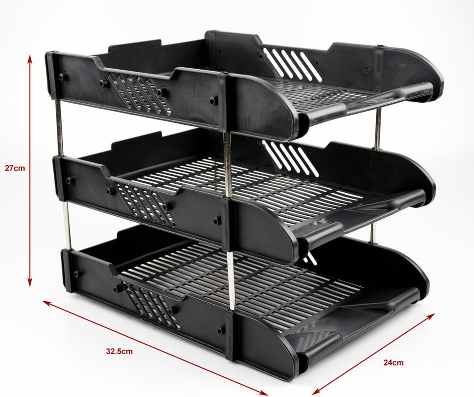 Office Filing Trays Letter Rack Desk Organiser Paper A4 Document Holder ...