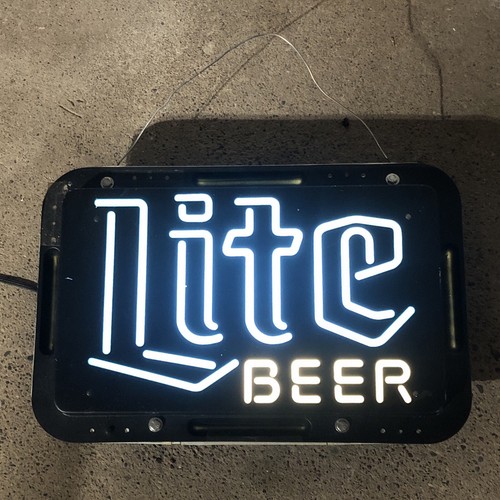 Miller Lite LED Lighted Beer Sign Bar Working 19x12” Black Blue Vintage ...