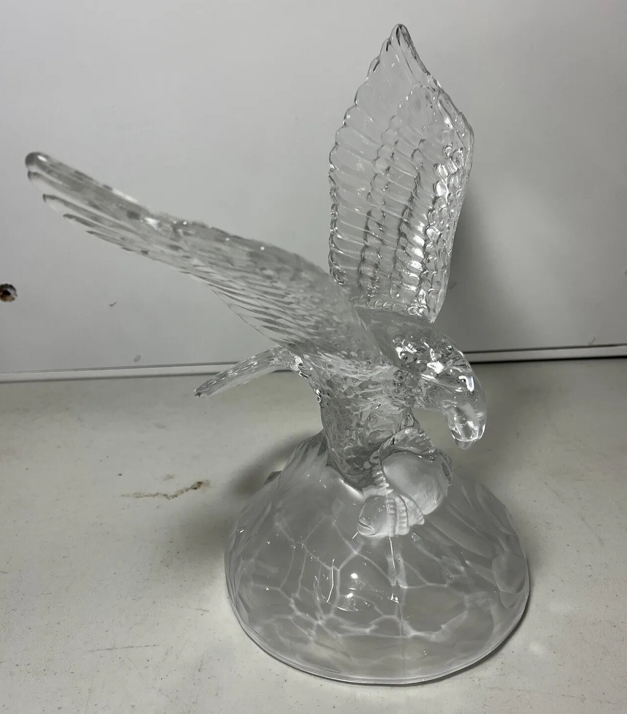 Crystal Flying Eagle Figurine France Cristal D'Arques 7.75”H Frosted ...