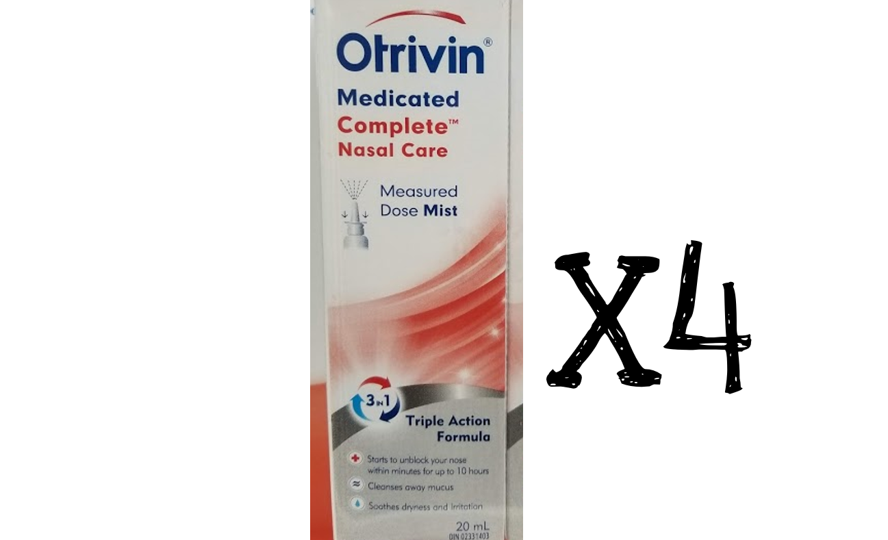OTRIVIN 4 bottlesX20=80 ml TOTAL COMPLETE NASAL CARE TRIPLE ACTION ...