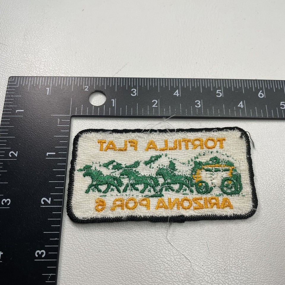 Vtg Horse & Stagecoach TORTILLA FLAT ARIZONA POPULATION 6 Arizona Patch 25E4 | eBay