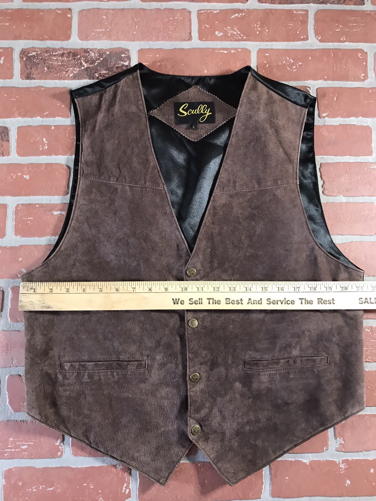 Scully Suede Leather VEST Snap Up Western Brown Men’s… - Gem