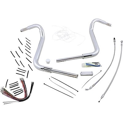 FBI Fat Baggers 1-1/2 Chrome 16" EZ Install Rounded Top Handlebar Cable ...