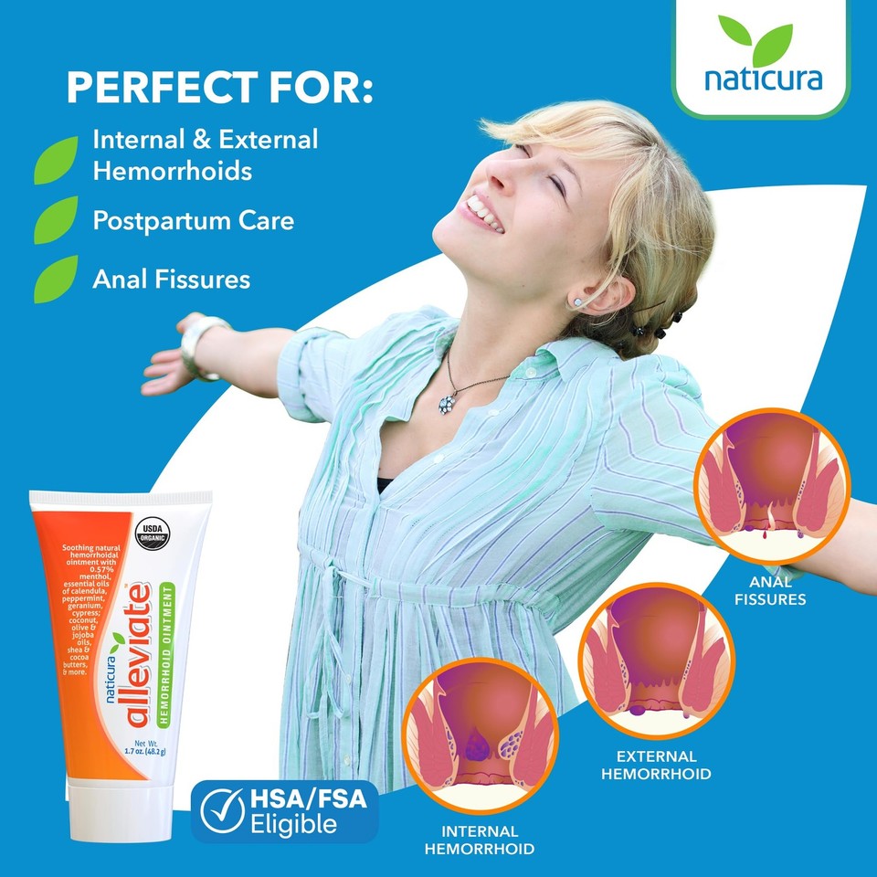 Alleviate Hemorrhoid Treatment Ointment - 100% Natural Fast-Acting ...