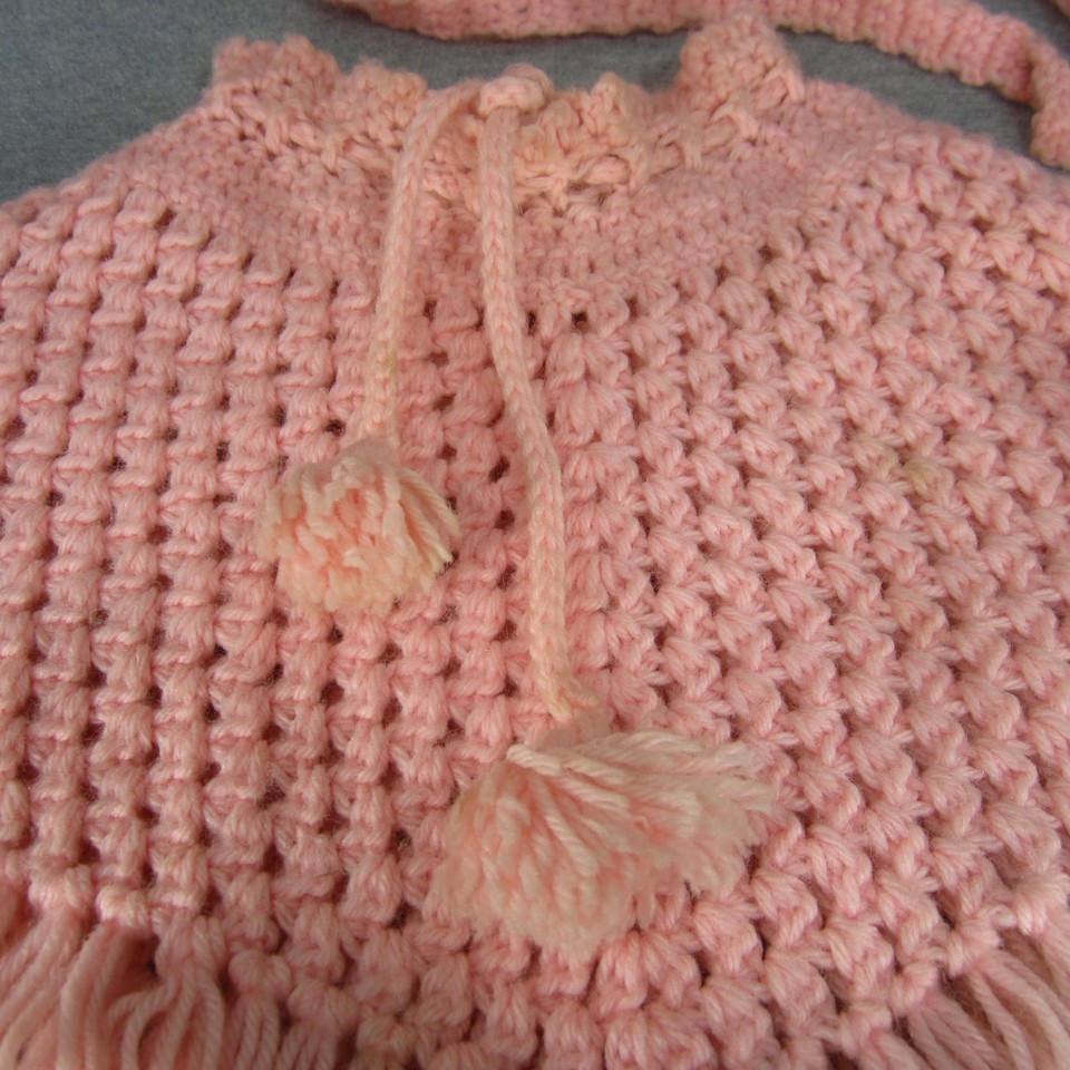 Vtg Baby Clothes Set Pink Wool Robe Shawl Hat Booties Handmade Crochet ...