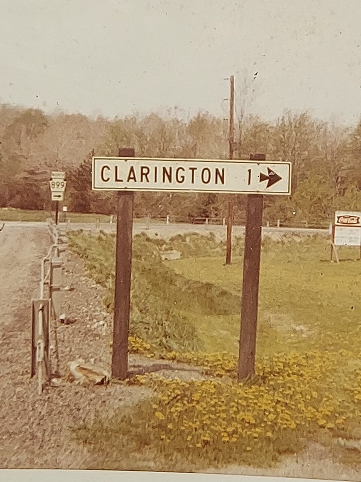1960s Clarington Pennsylvania Real Photo Road Sign Cook Forest Trading ...