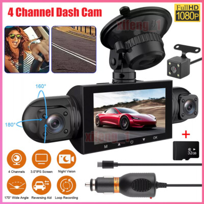 4K Dash Cam Recorder 4-Channel 360° Car Camera DVR Vehicle Video G ...