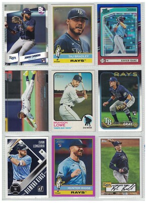 Rays Baseball Card Lot - Bradley, Isaac, Caminero, Longoria, Lowe (9 ...