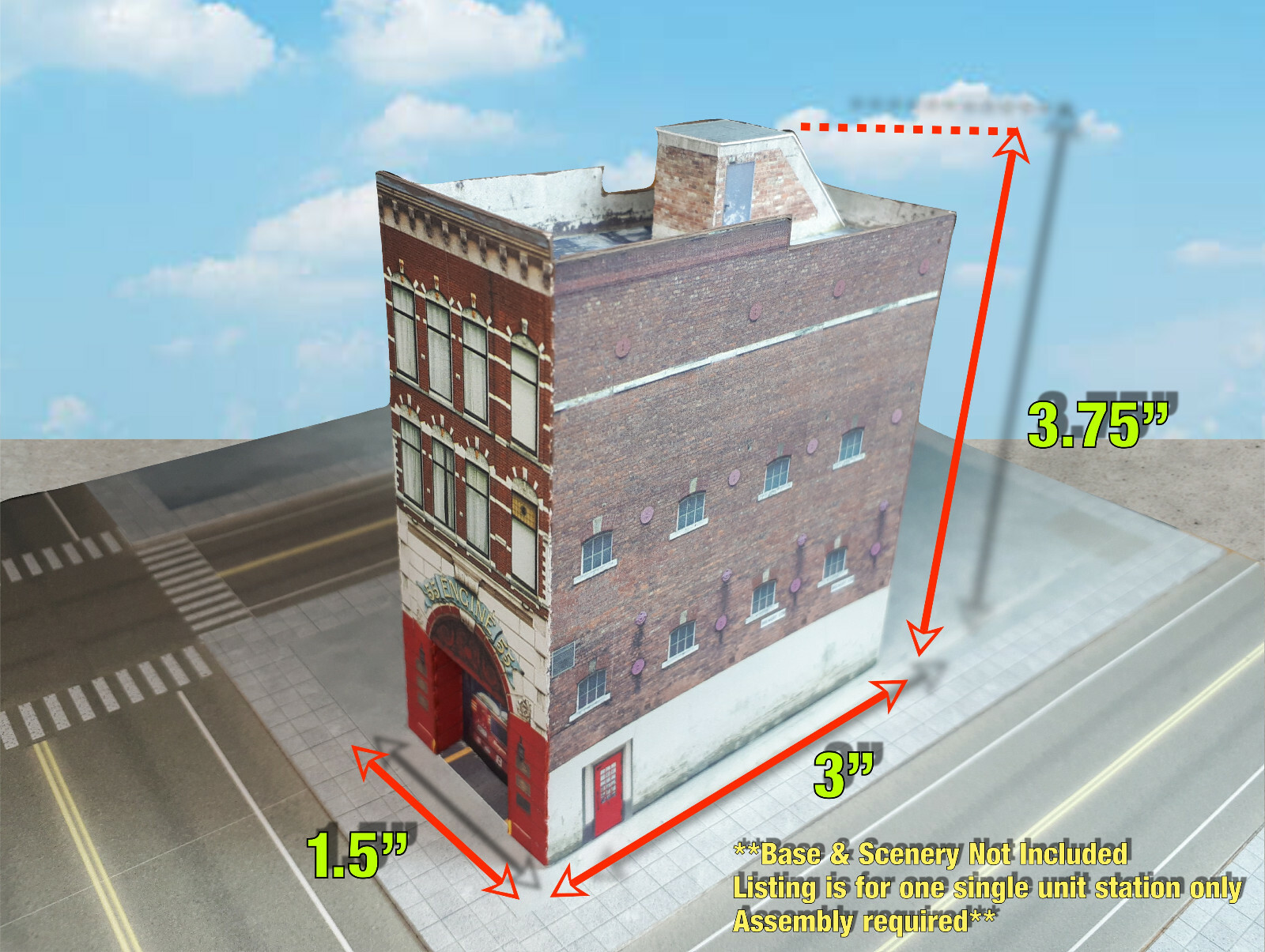 N Scale Building Fire Station - PRE-CUT Cardstock (PAPER) Kit FS1N | eBay