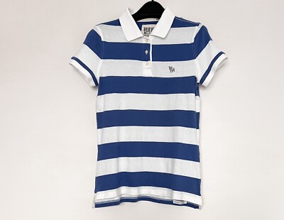 VTG Ruehl No. 925 Polo Shirt Top Blue Striped French Bulldog Emblem ...