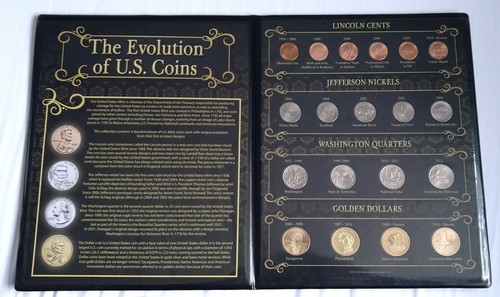The Evolution Of US Coins Folder Collection Golden Dollars 19 Coins ...