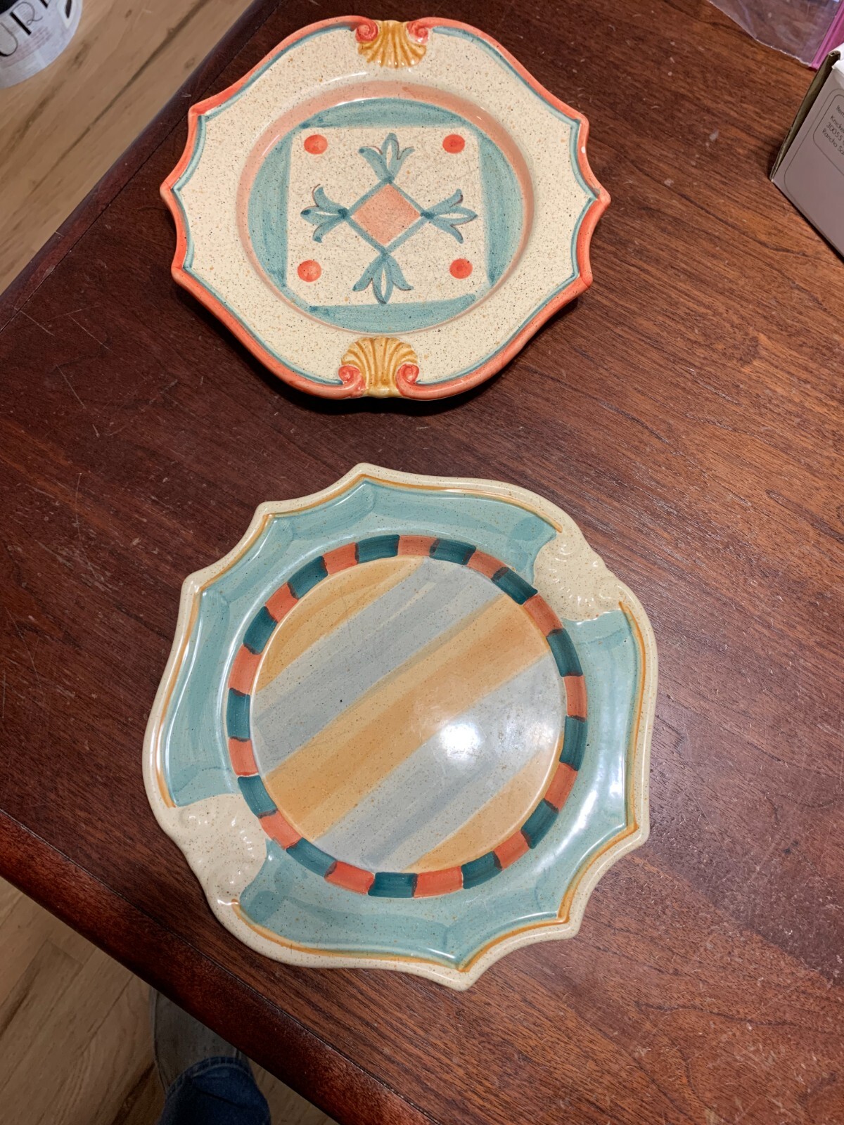 Horchow (Neiman Marcus) Hand Painted in Italy Set 2 Rimmed Soup Bowls ...