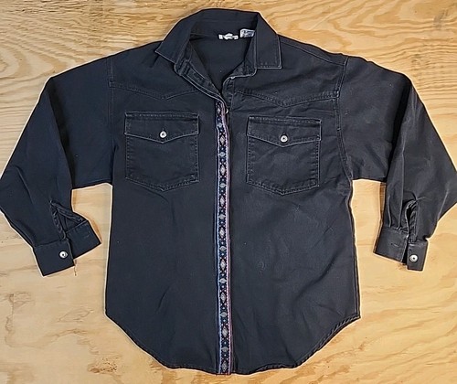 Together Black Denim Southwestern Trim Long Sleeve Shirt Womens Missy ...