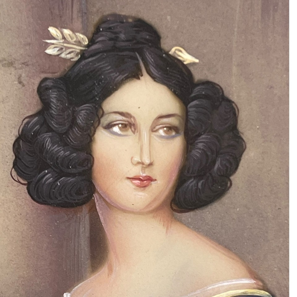 Antique Neoclassical Miniature Hand Painted Portrait of Nanette Kaulla ...