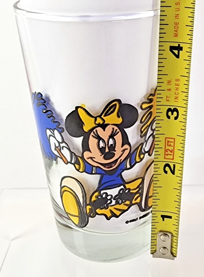 MICKEY MOUSE Baseball MINI MOUSE Cheerleader Drinking Glass Disney 4.5 ...