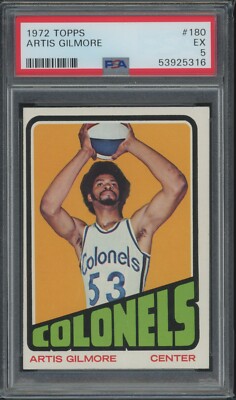 1972-73 Topps #180 Artis Gilmore RC Rookie PSA 5 EX COLONELS HOF MVP ...