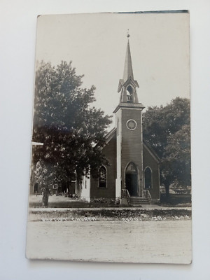 RUDD FLOYD COUNTY IOWA IA REAL PHOTO POSTCARD TINY TOWN OLD BAPTIST ...