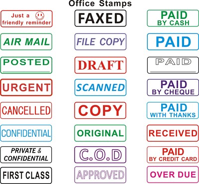 Office Self Inked Rubber Stamps Office Stamp Praise Copy Received Paid ...