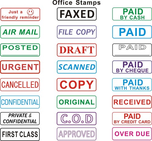 Office Self Inked Rubber Stamps Office Stamp Praise Copy Received Paid ...