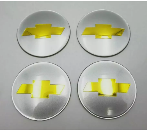 Set of 4 PCS Silver Wheel Center Stickers 65MM For Chevy Logo NEW for ...