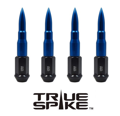 16 TRUE SPIKE 112MM FORGED STEEL LUG NUTS W/ BLUE BULLET SPIKES FOR ...