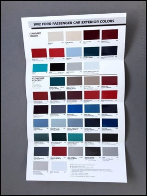 1992 Ford Color Paint Car Guide Brochure - Mustang GT Probe Thunderbird ...