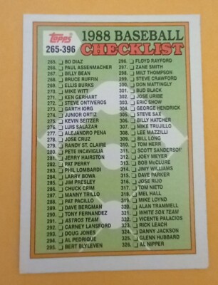 1988 TOPPS CHECKLIST 265-396. Baseball Card #373. UNMARKED | eBay