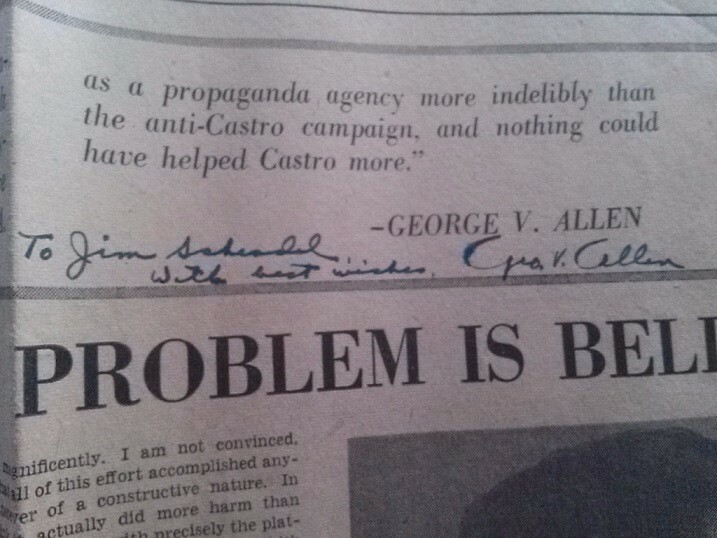 George V. Allen Autographed 1963 NY Herald Tribune Newspaper Diplomat D ...