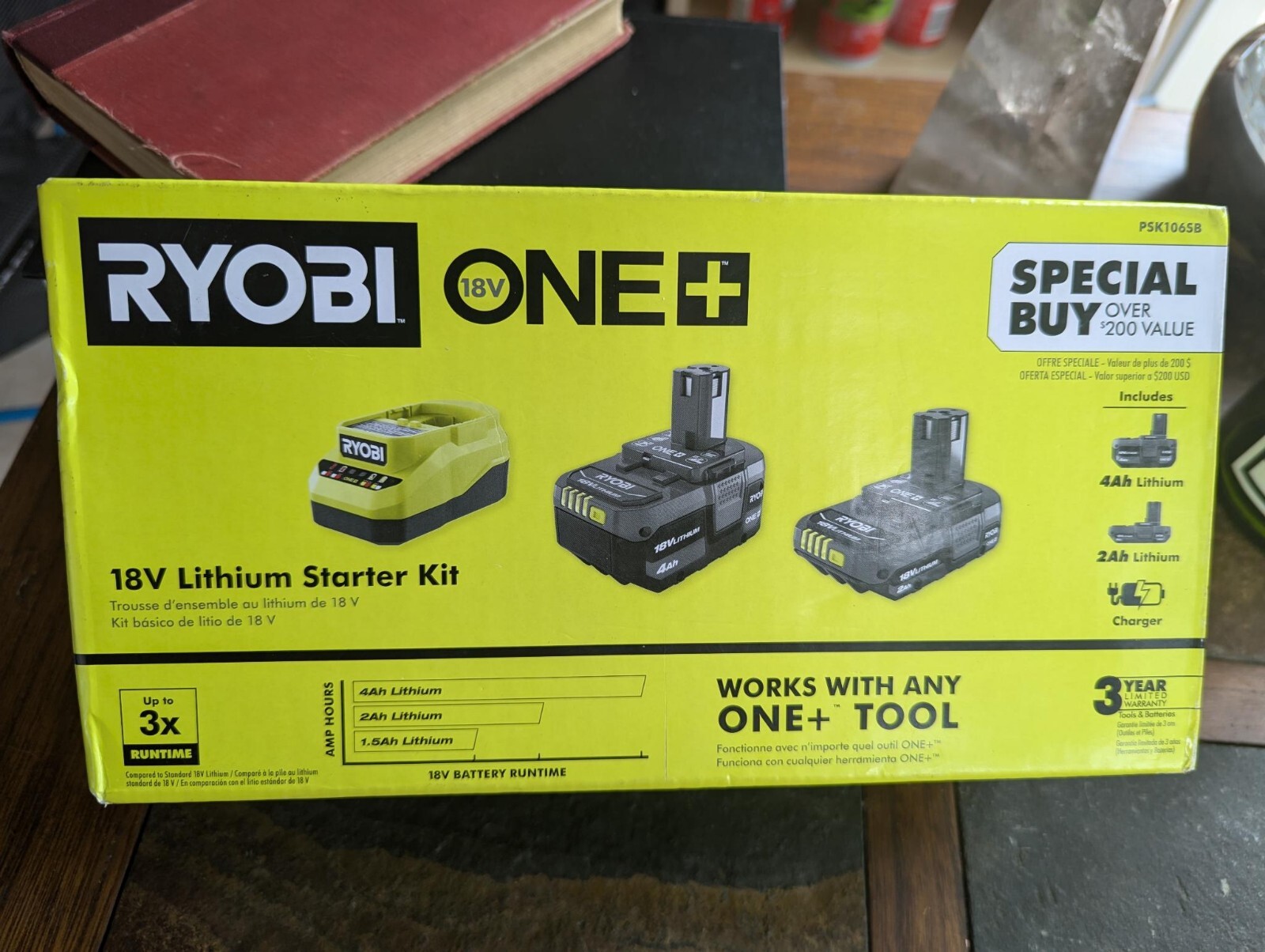 RYOBI ONE+ 18V Lithium-Ion Starter Kit with 4.0 Ah & 2.0 Ah Battery ...