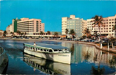 Postcard 1956 Florida Miami Beach Lake Pancoast large boat FL24-3651 | eBay