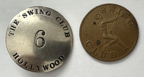 1930's HOLLYWOOD, CA The Swing Club EMPLOYEE BADGE + Member Token Los ...