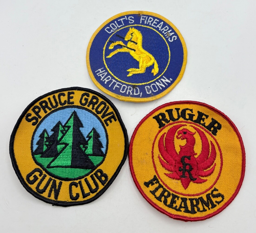Vintage Embroidered Patch Crest Lot of 3 Gun Firearms Clubs Ruger Colt ...