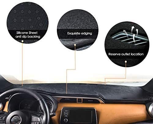 Black Dashboard Mat Protector Sun Shield Cover Pad Carpet Fits 17-20 ...