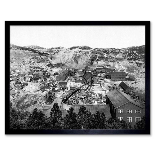 The Stake Mine Gold Mine Lead South Dakota Old Bw 12X16 Inch Framed Art ...