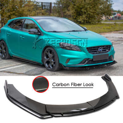 For Volvo V40 S40 S60 S90 Carbon Fiber Look Front Bumper Lip Splitter ...