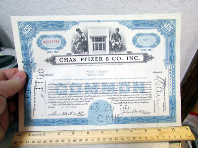 vintage expired Stock Certificate 1950s Chas Pfizer & co inc, cool ...
