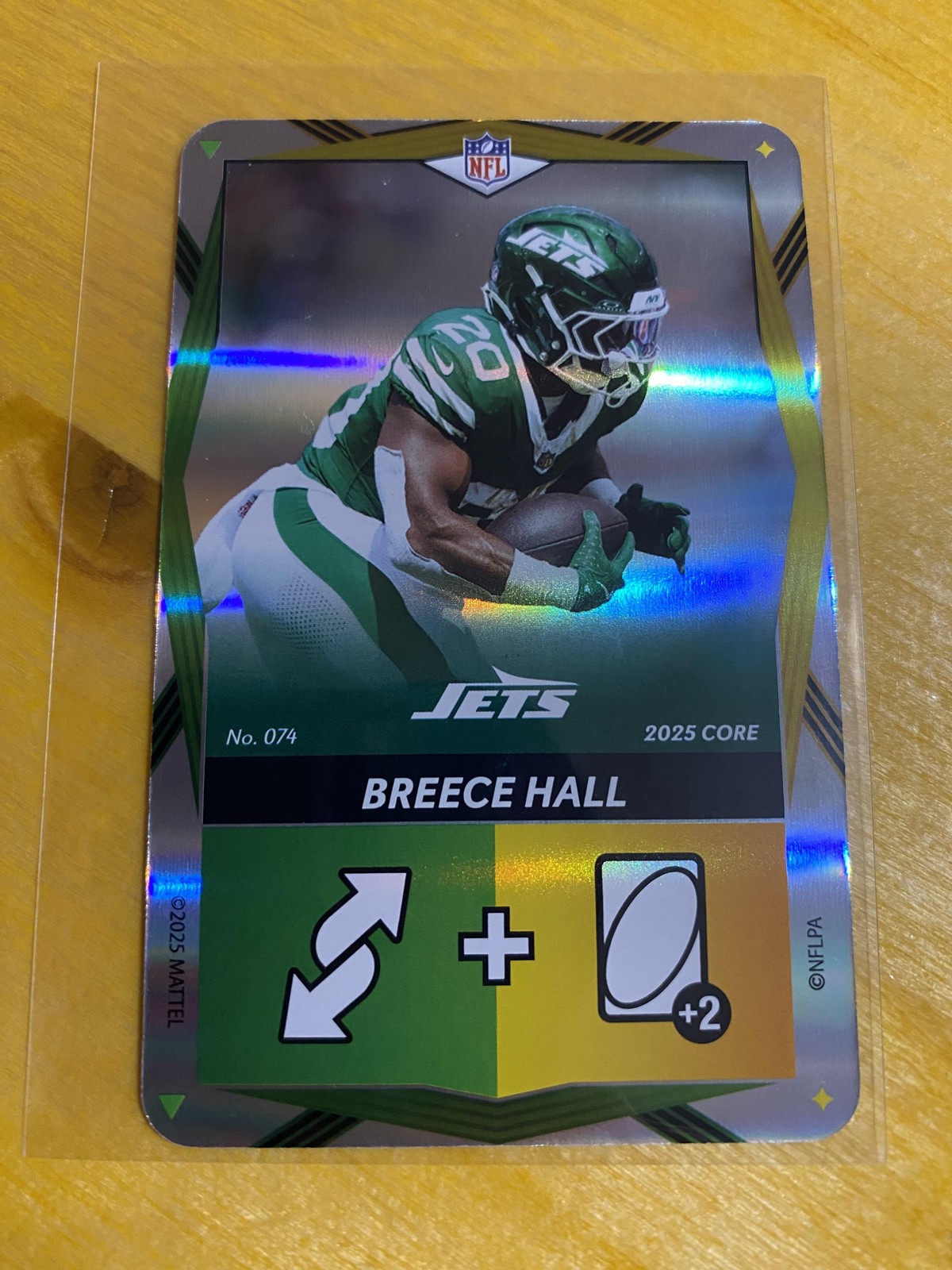 Breece Hall 2025 UNO Elite Core - Dual Color Foil Green and Yellow #074 ...