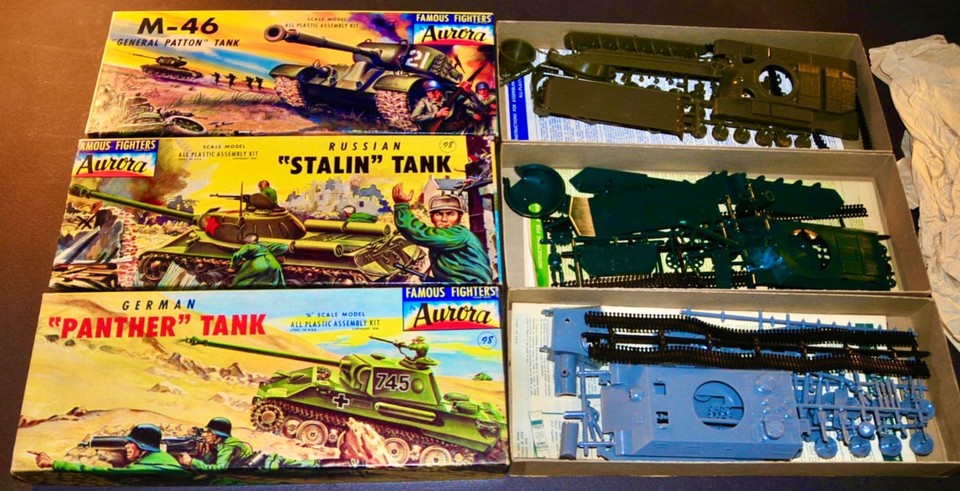 AURORA FAMOUS FIGHTERS PATTON,STALIN & PANTHER TANK MODEL KITS, 1956 ...