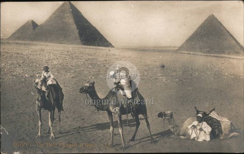Egypt RPPC Cairo Men with Camels,Three Pyramids Giza Real Photo Post ...