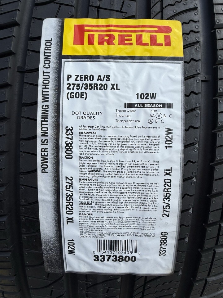 Set of TWO BRAND NEW 275/35R20 102W Pirelli P Zero A/S All Season Tires ...