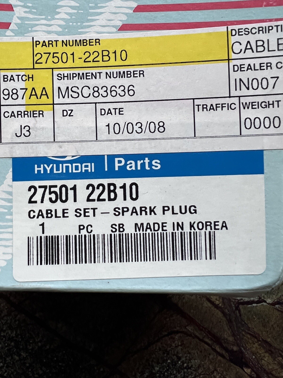 NEW Hyundai Accent Scoupe 27501-22B10 Cable Set-Spark Plug | eBay