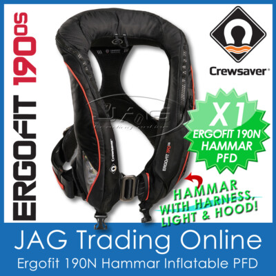 CREWSAVER ERGOFIT 190N HAMMAR AUTO INFLATABLE PFD LIFE JACKET with ...