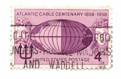 US 4 Cent Atlantic Cable Centenary Postage Stamp 1958 Scott 1112 Used ...