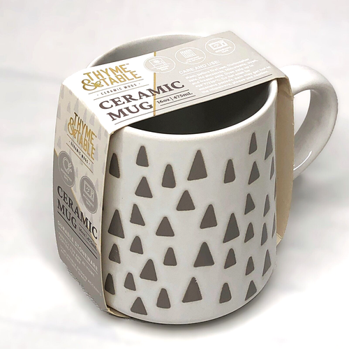 THYME & TABLE TRIANGLE 16oz Coffee Mug White/Cream, Gray/Taupe | eBay