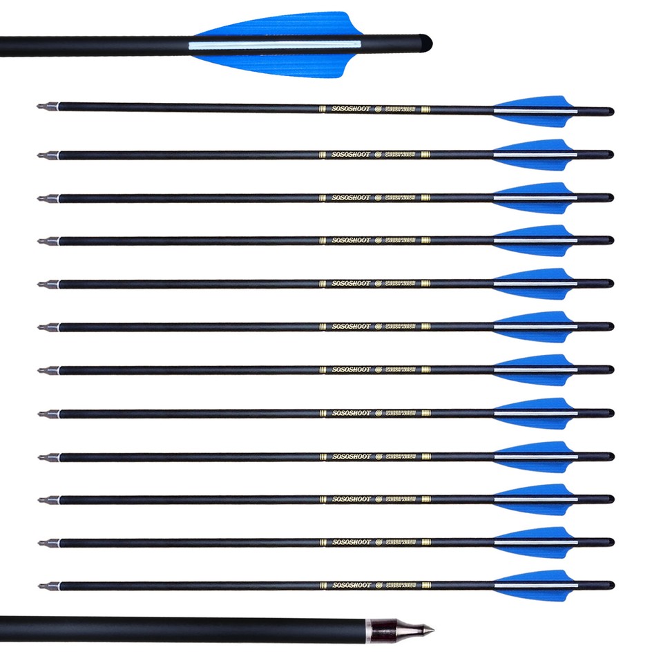 US 12Pcs 20" Crossbow Bolts Carbon Arrows Half Moon Nocks 8.8mm Hunting ...