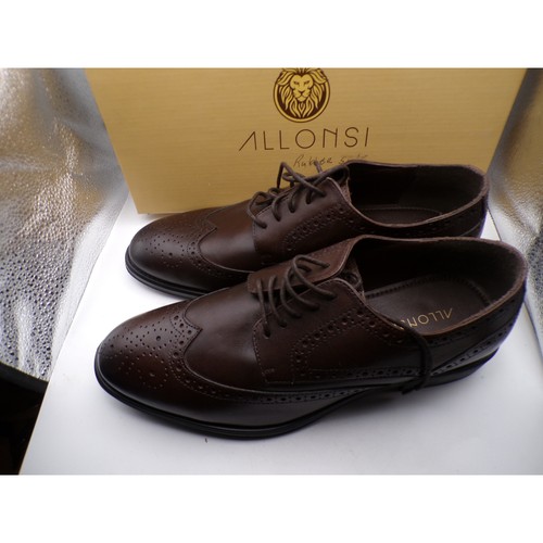 Allonsi Aaron Wingtip Oxford Dress Shoes Brown Leather Men's Size 10 US ...