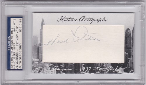 Hank Leiber New York Giants 2012 HA PSA DNA Auto 8 3t All-Star 1937 ...