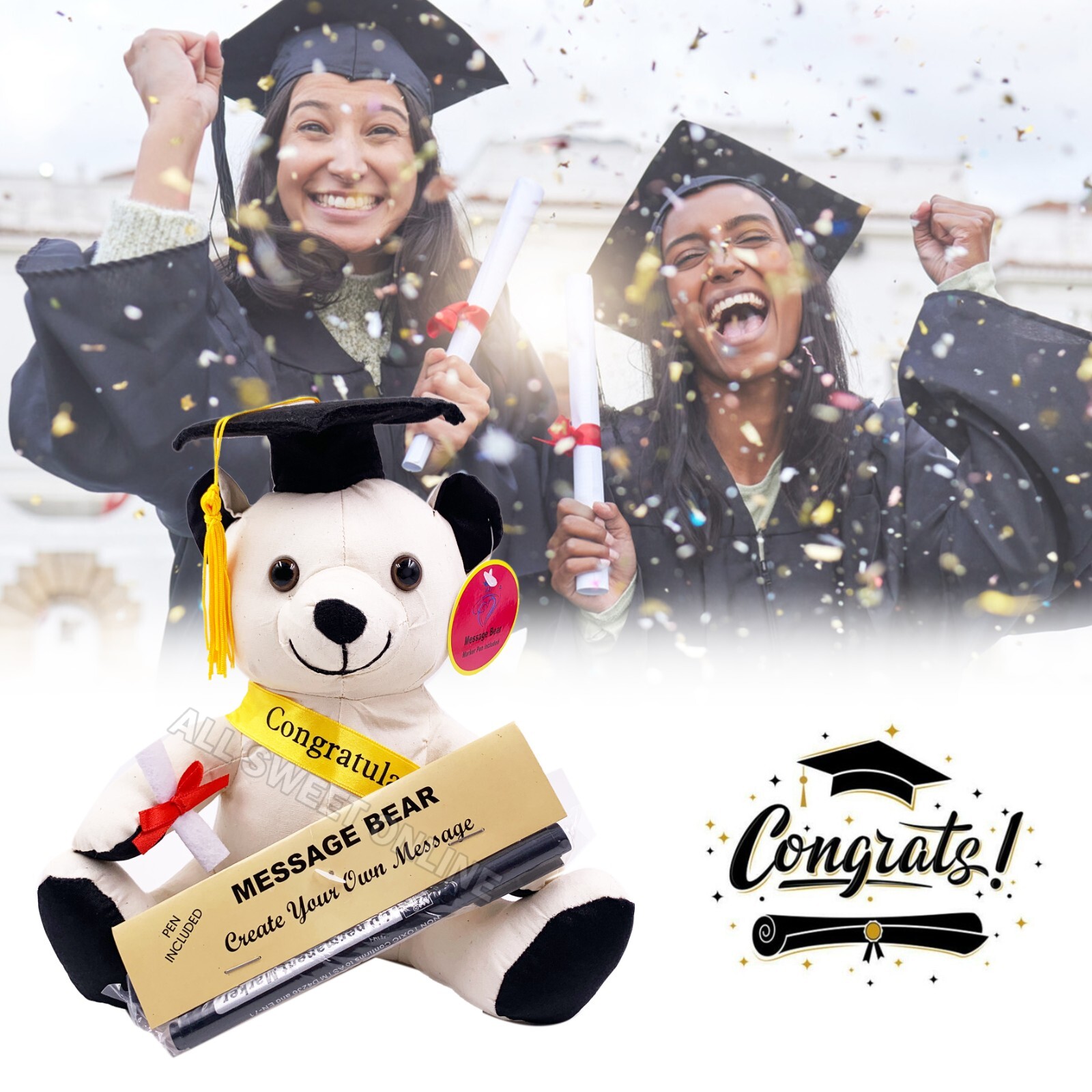 17 x Congratulations Graduation Bear With Pen 22cm Signature Message ...